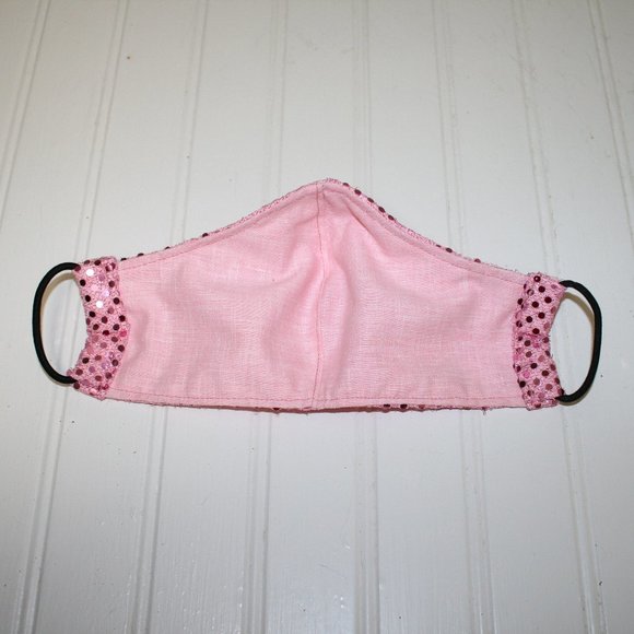 Hand Crafted | Accessories | Handmade Baby Pink Sequin Fabric Face Mask ...